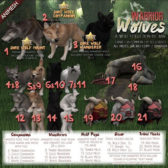 Second Life Marketplace - JIAN Warrior Wolves 3. Dire Wolf Wanderer BOX RARE